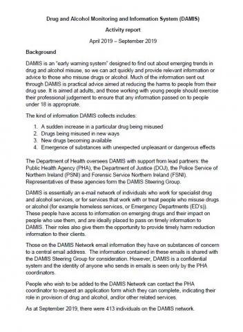 DAMIS (Drug and Alcohol Monitoring and Information System) Activity ...