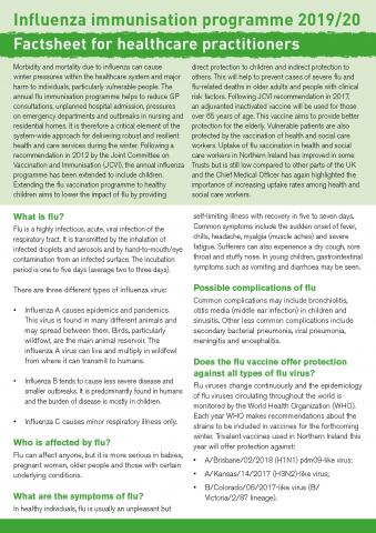 Influenza immunisation programme: Factsheet for healthcare ...