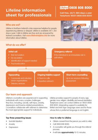 Lifeline information sheet for professionals | HSC Public Health Agency
